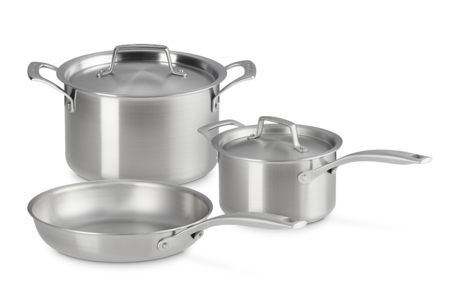 Essential 3-ply Stainless Steel 3-piece Cookware Set | Le Creuset®