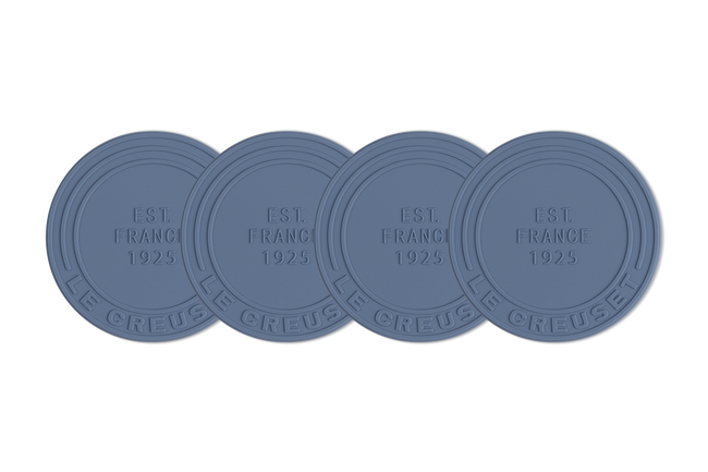 Le Creuset Silicone Set of 4 Coasters 1925 Design 10cm Chambray | Le ...