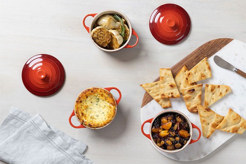 Baked Ricotta with Dried Fruit Compote and Roasted Garlic